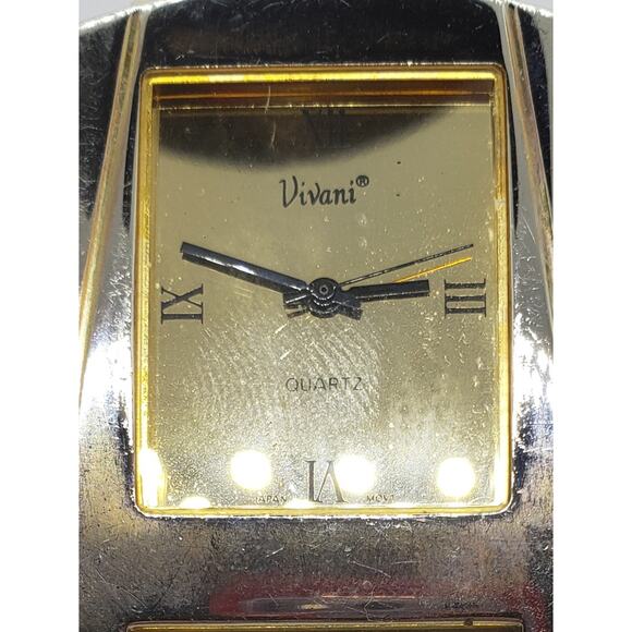 Vivani women's watch, Large Gold iridescent face, Two toned metal b and